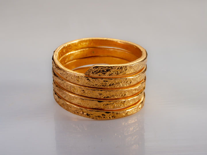 Wrap Ring 12mm Wide Spiral Wrap Ring 18K Gold Plated 7 1 4