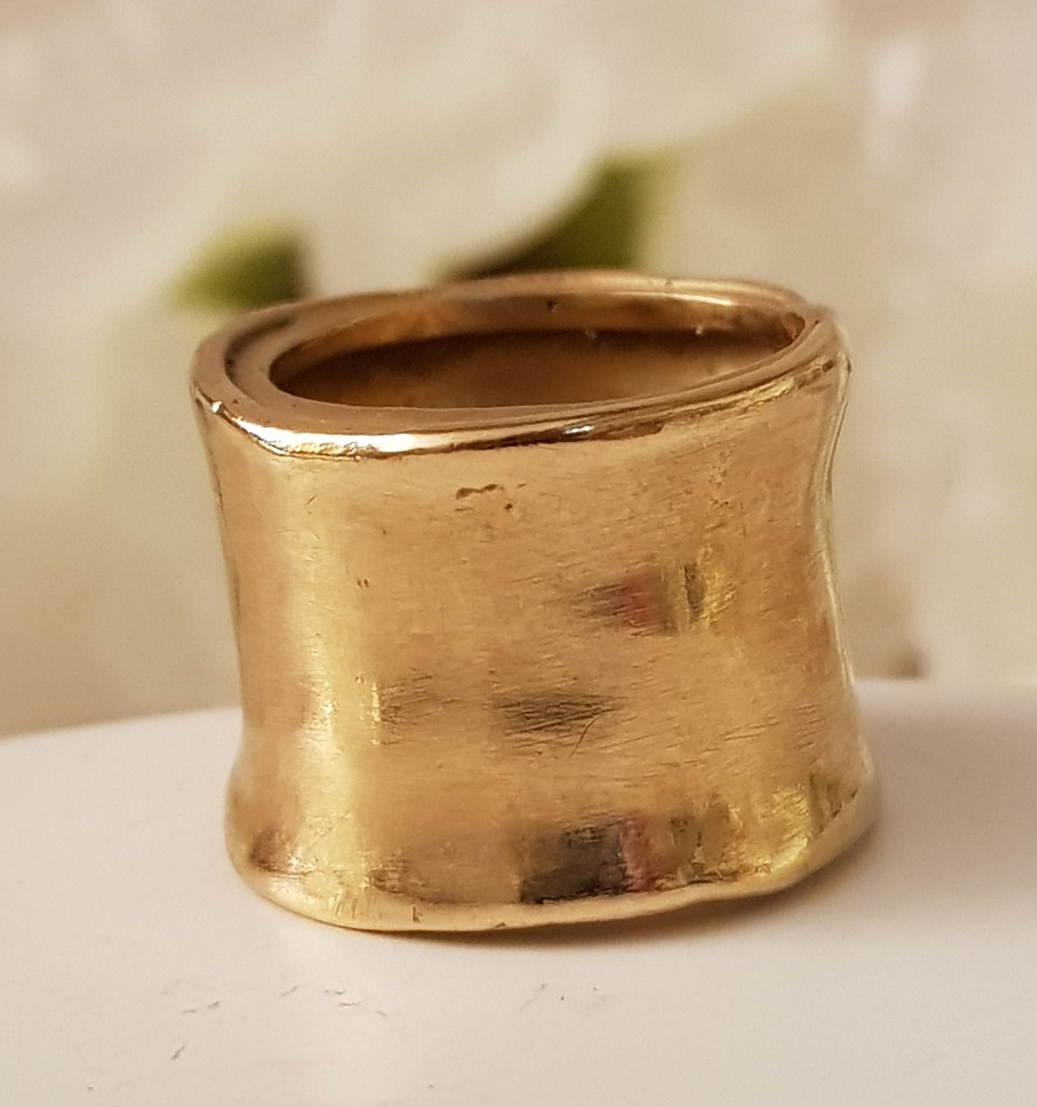 Extra Wide Solid Yellow Gold Cigar Band Ring